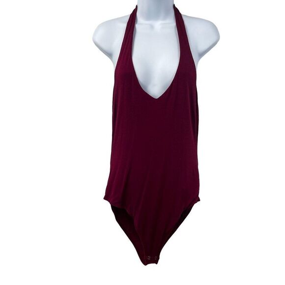 Nordstrom | Tops | Prince Fox Halter Backless Maroon One Piece Vneck ...